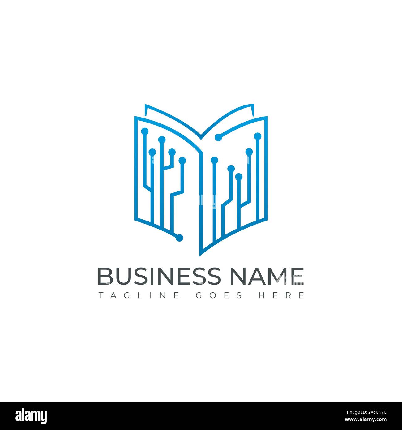 Tech data book digital circuit wire connect vector logo design ...