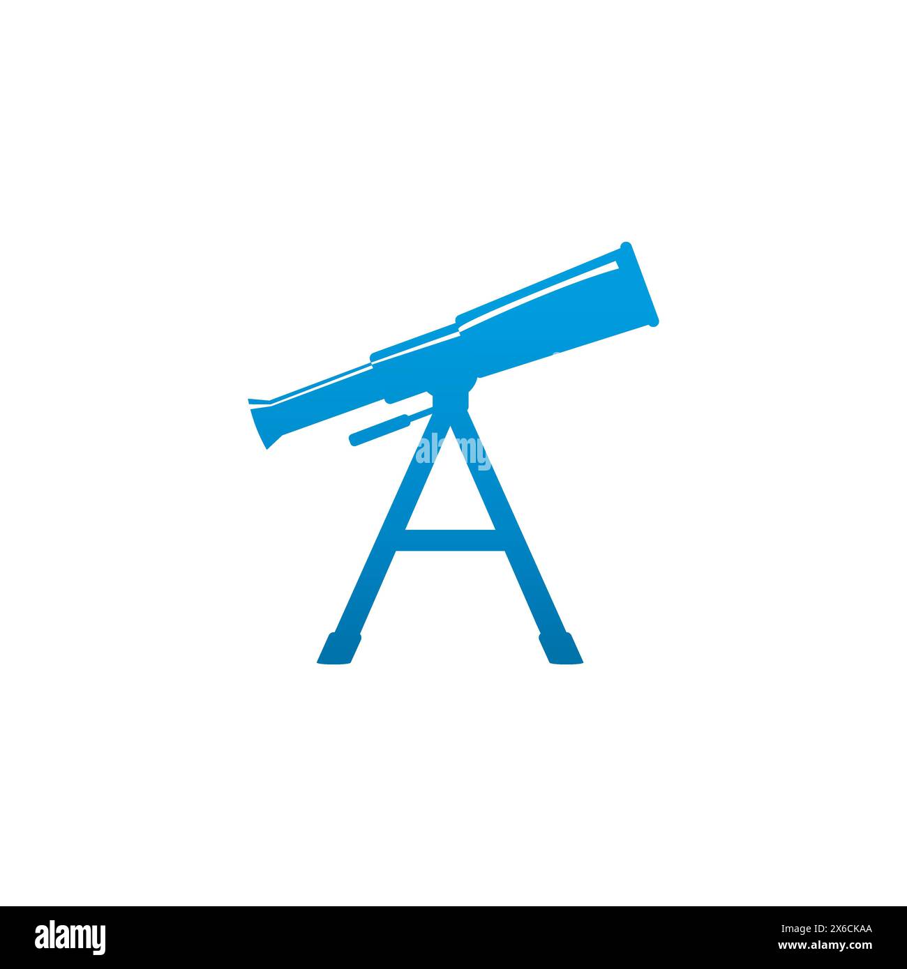 Vector logo telescope with the letter "a". Silhouette icon of telescope ...
