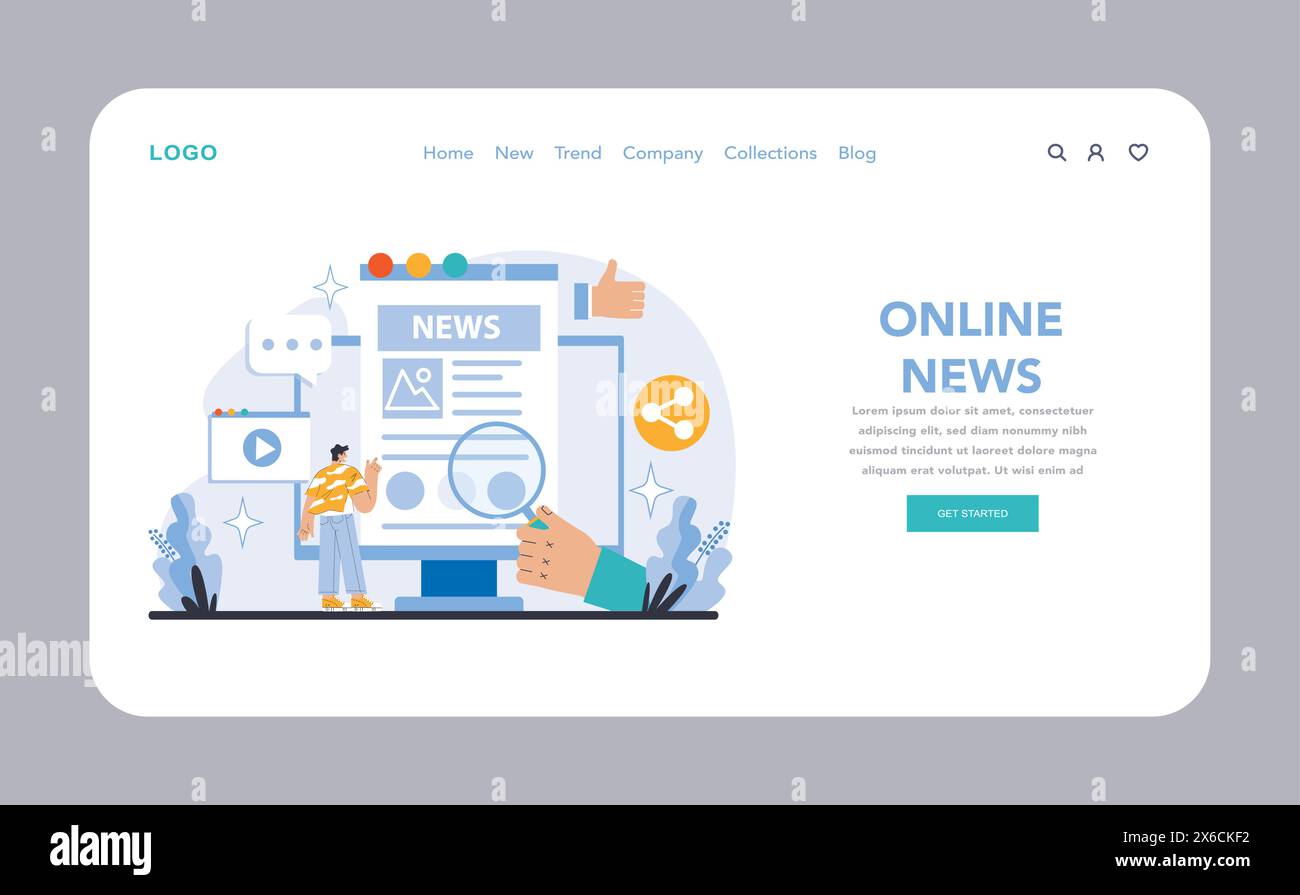 Online News Platform web or landing page. Staying informed with real ...