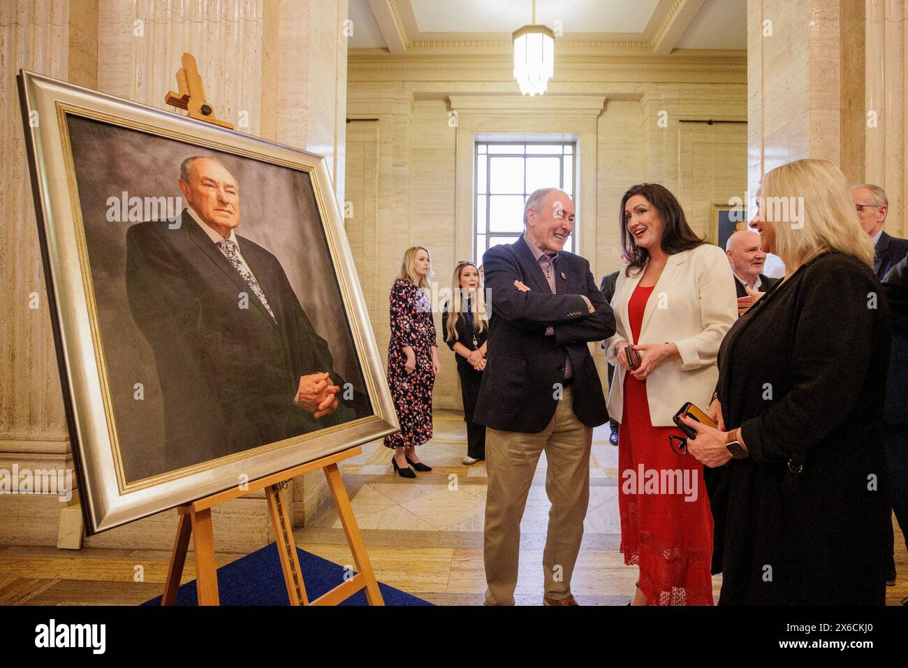 Former Stormont Assembly speaker Mitchel McLaughlin speaks to deputy ...