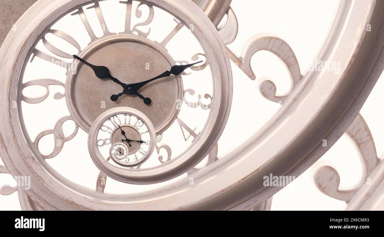 Infinity and other time related concepts, banner design. White clock ...