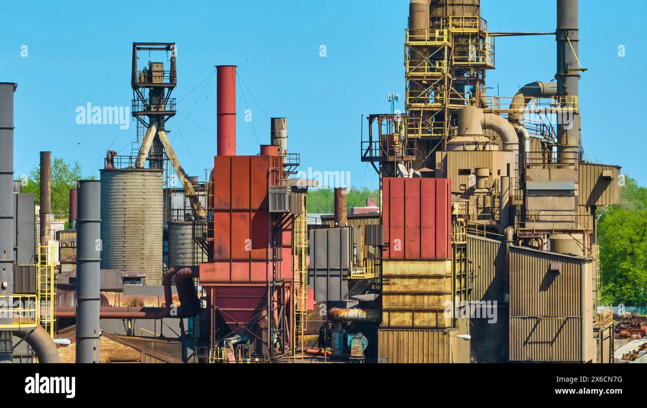 Aerial View of Industrial Complex with Storage Tanks and Chimneys ...