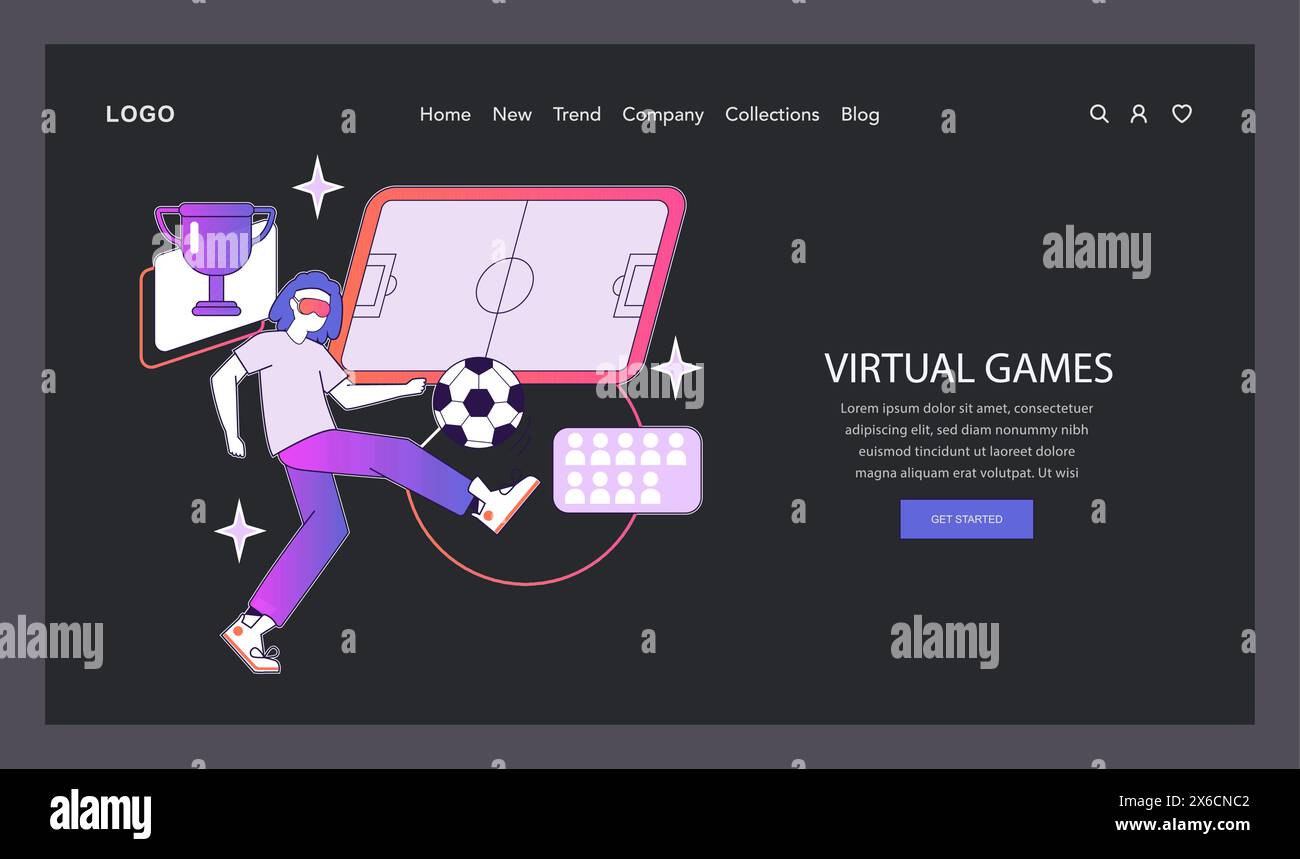 AR and VR gaming concept. Person immersed in virtual reality kicks a ...