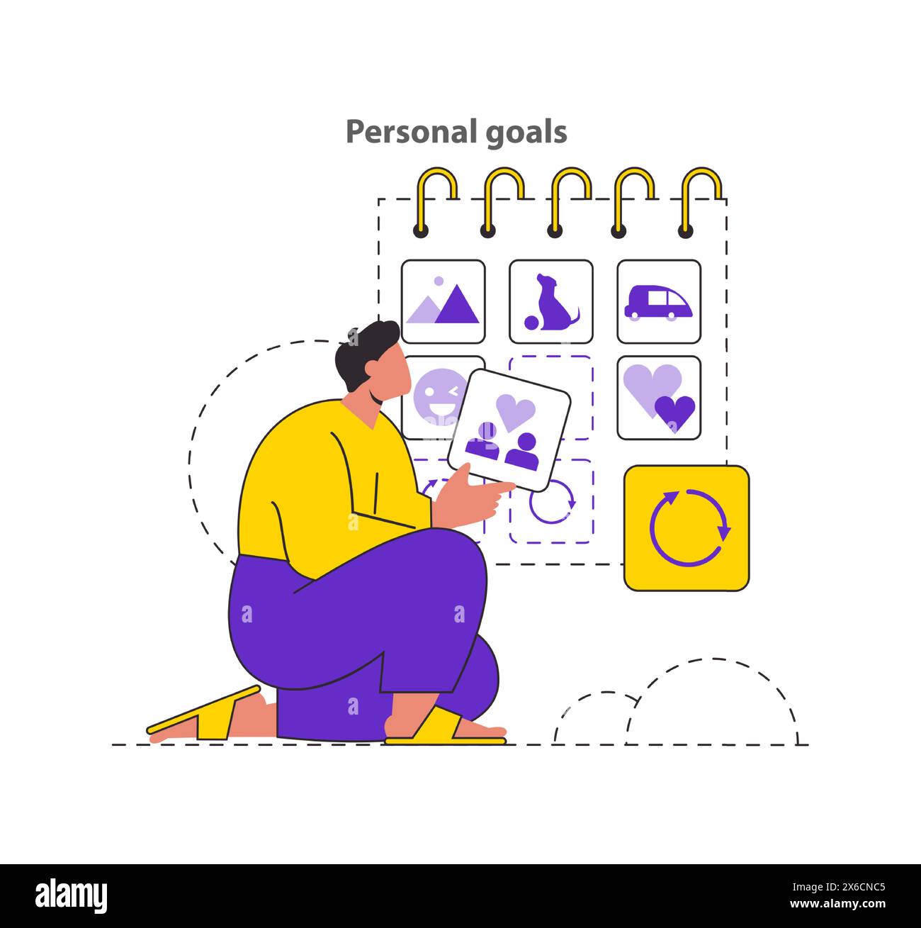 Defeat FOMO concept. Person organizing personal goals to overcome the ...