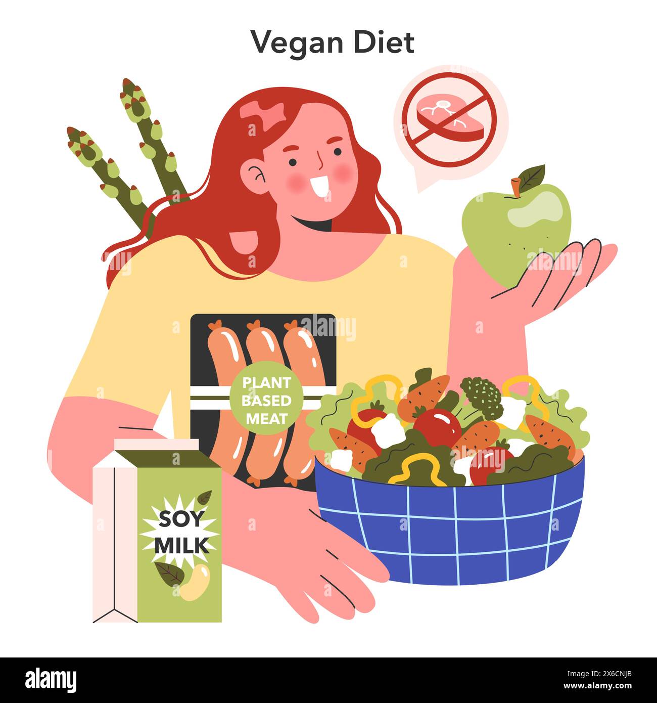 Vegan Diet concept. A cheerful person choosing fruit and plant-based ...