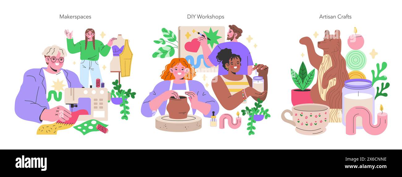 Maker Culture concept A vibrant showcase of makerspaces, DIY workshops ...