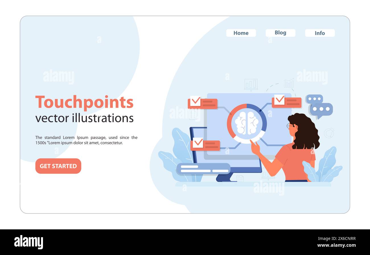 Focused woman pinpoints critical customer touchpoints on a digital ... Focused woman pinpoints critical customer touchpoints on a digital ...