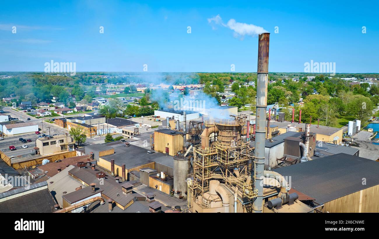 Aerial View of Industrial Complex and Small Town in Indiana Stock Photo ...