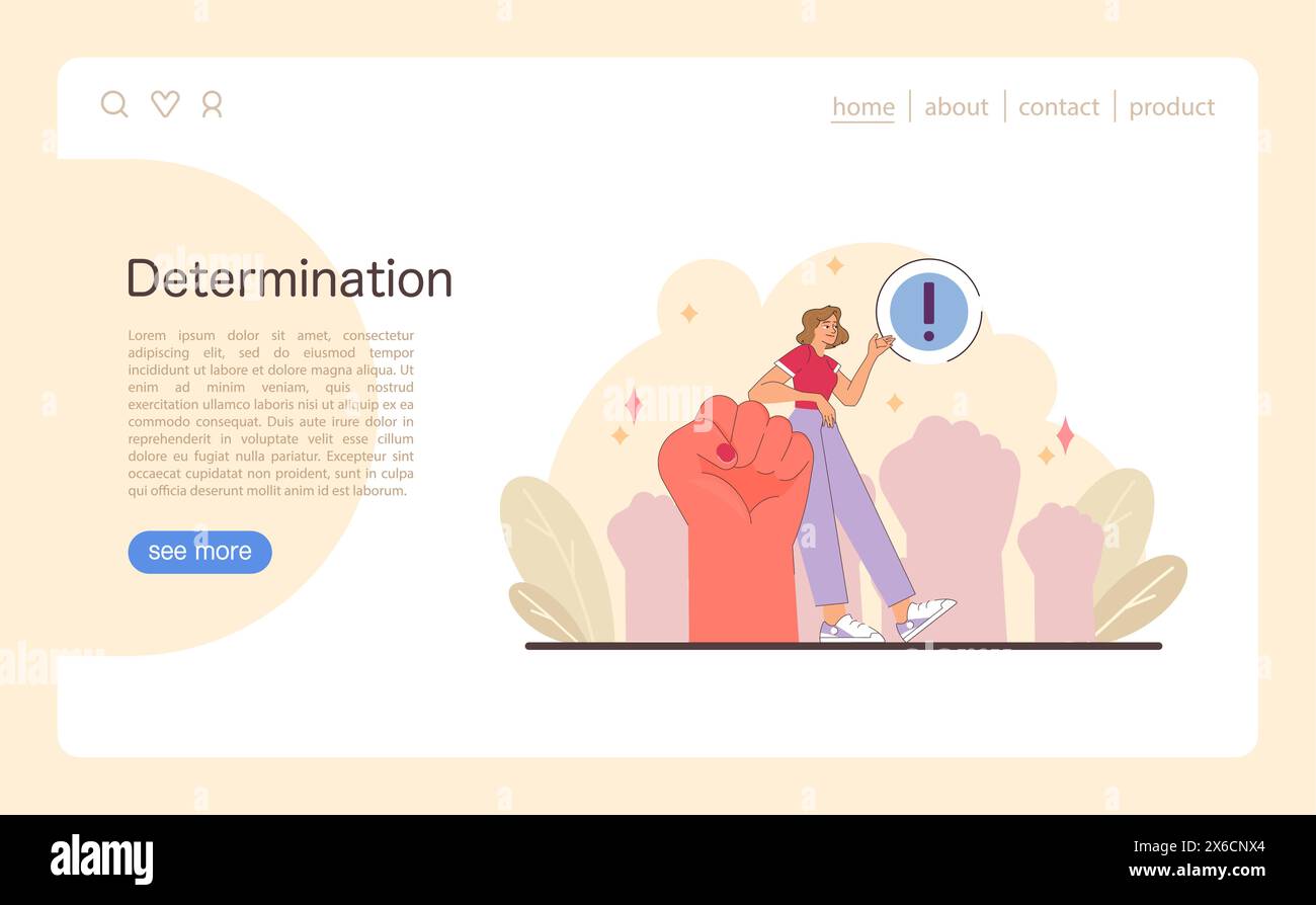 Emblem of Determination illustration. A resolute figure stands with an ...