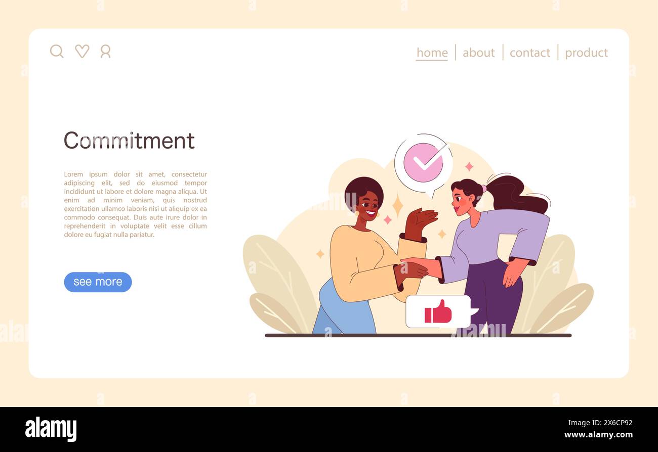 Bond of Commitment illustration. Two individuals engage in a handshake ...