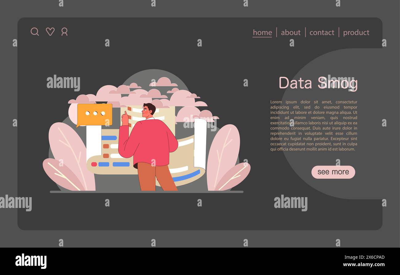 Data Smog concept. A figure contemplates the overwhelming flow of ...