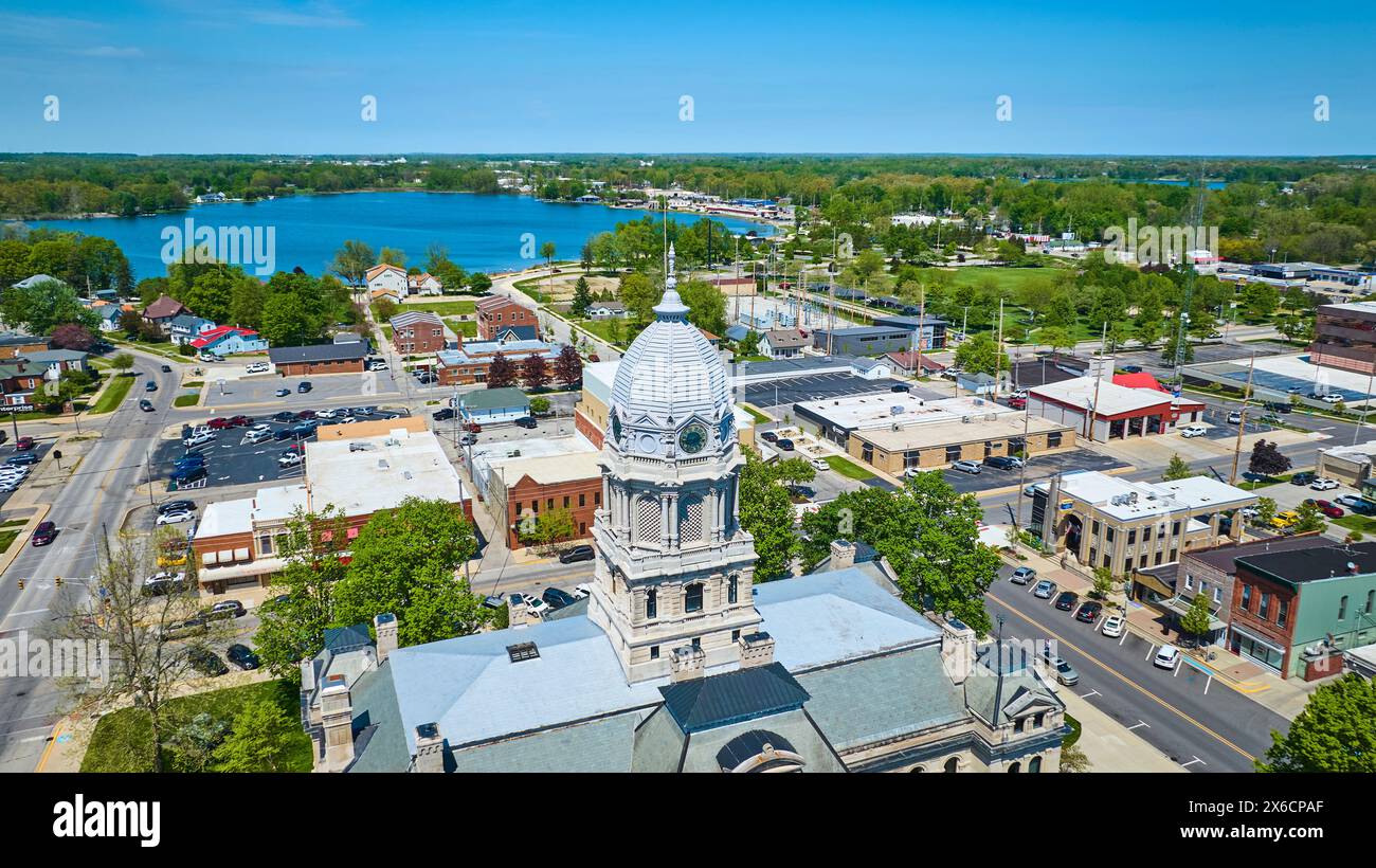 Aerial View of Historic Courthouse and Town Layout, Kosciusko County ...