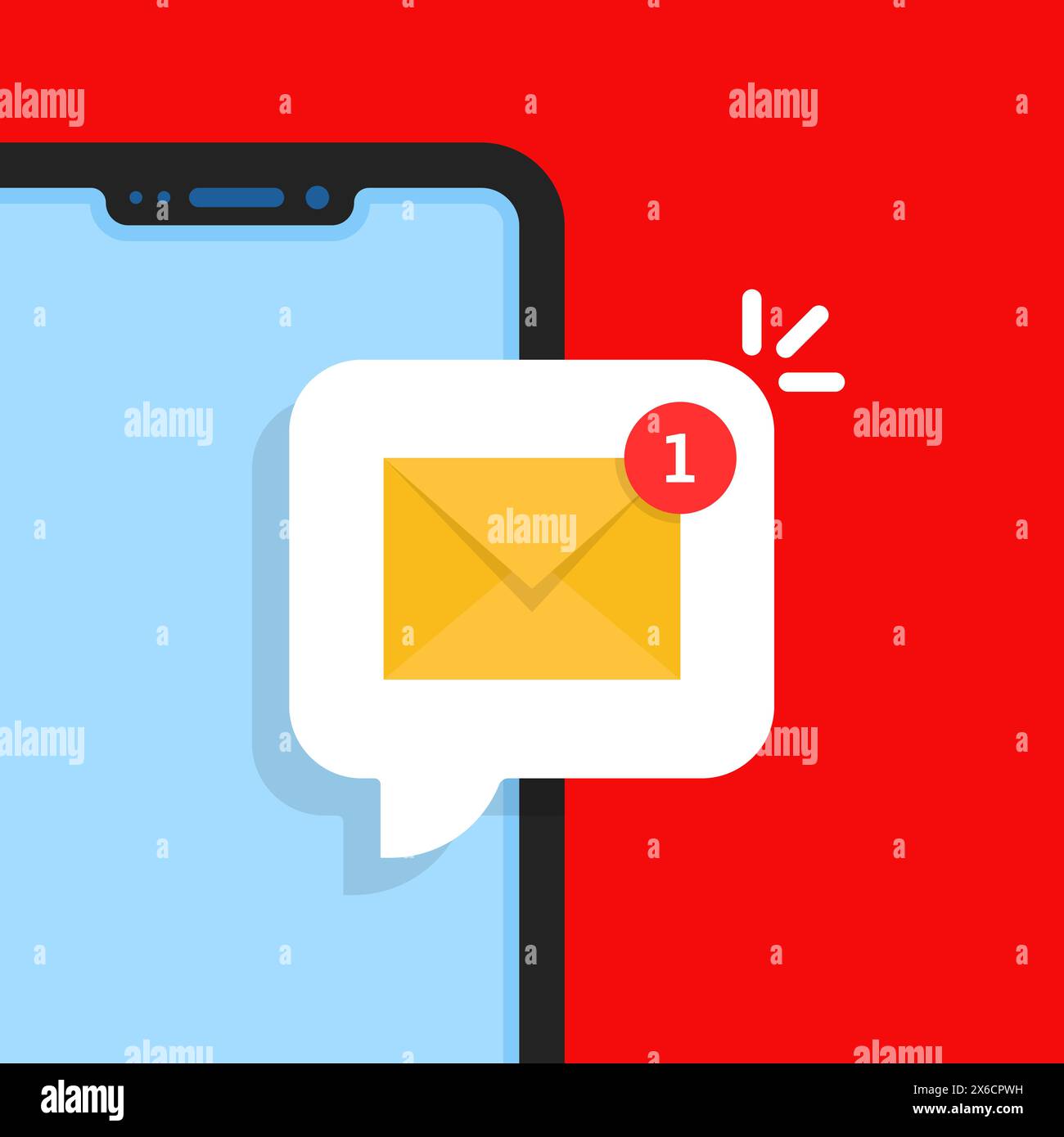 unread email notification in cartoon phone Stock Vector Image & Art - Alamy