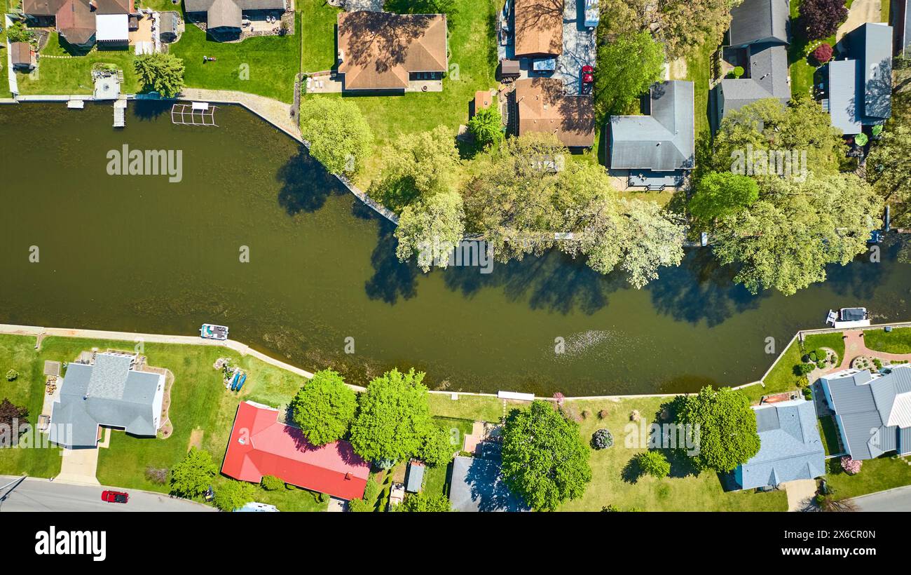 Aerial View of Serene Suburban Neighborhood by the Lake, Warsaw Stock ...