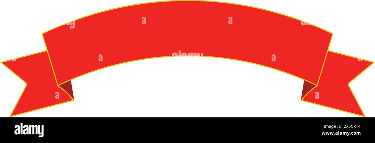Red with Golden, bow ribbon banner, Blank Curved golden Ribbon ...