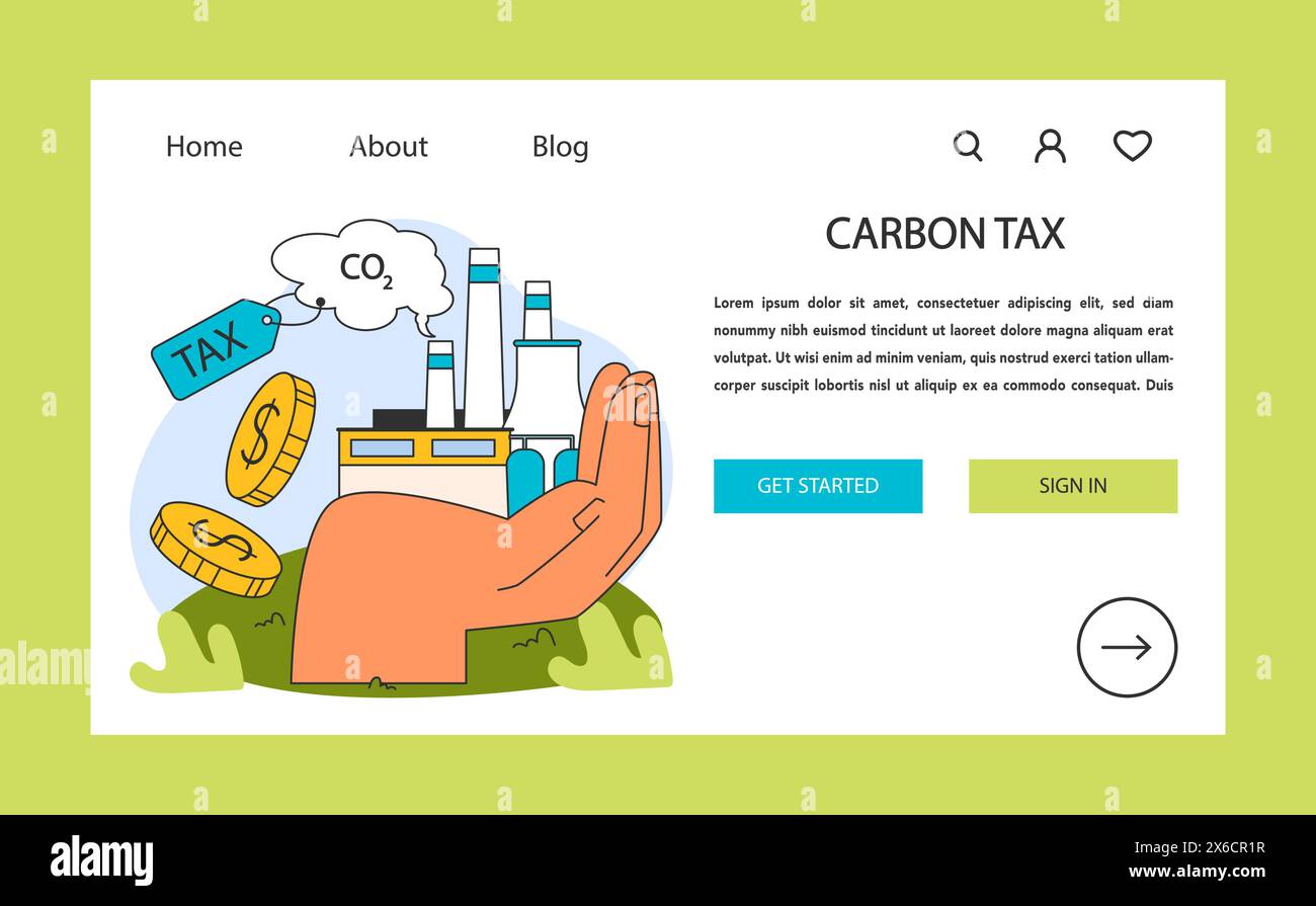 Carbon offset web banner or landing page. Pollution compensation ...
