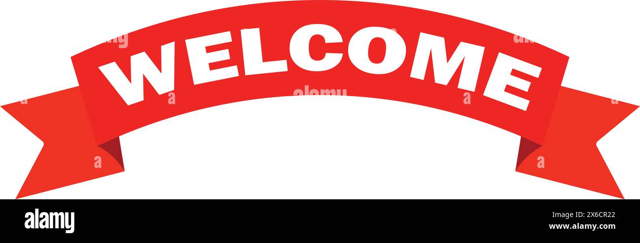 Welcome Curved Red Ribbon, welcome ribbon, Welcome sign Stock Vector ...