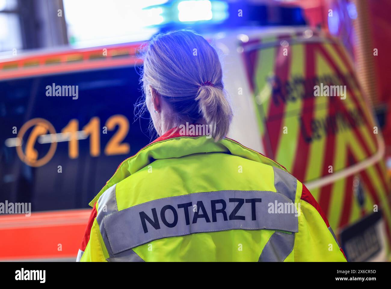 Leverkusen, Germany. 07th May, 2024. An emergency doctor stands by an ...