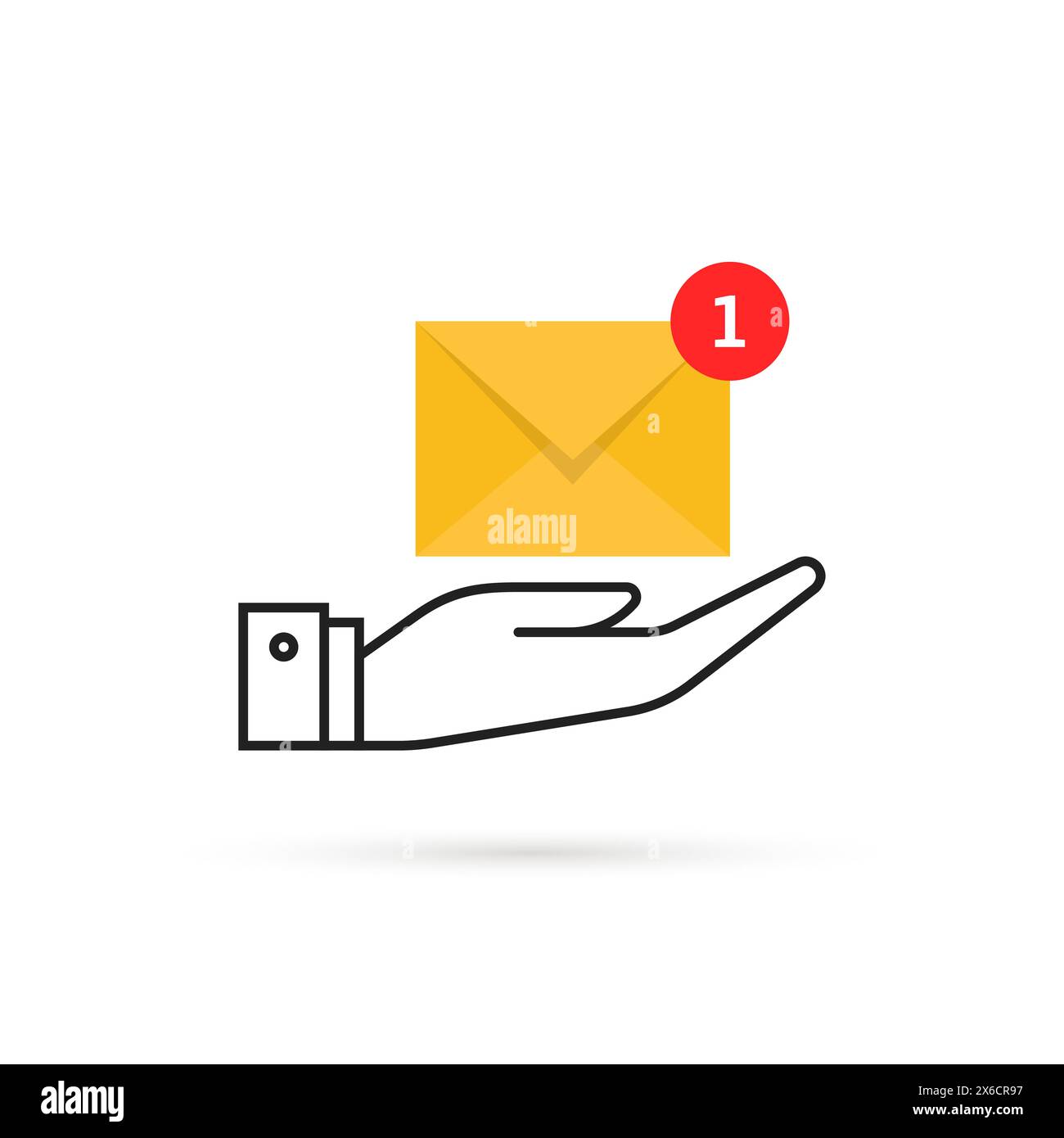 outline hand with yellow email icon Stock Vector Image & Art - Alamy
