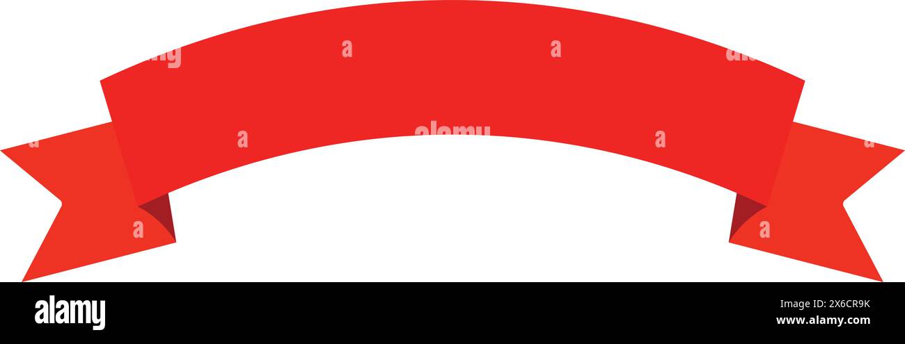 Red bow ribbon banner, Blank Curved Red Ribbon, isolated ribbon banner ...