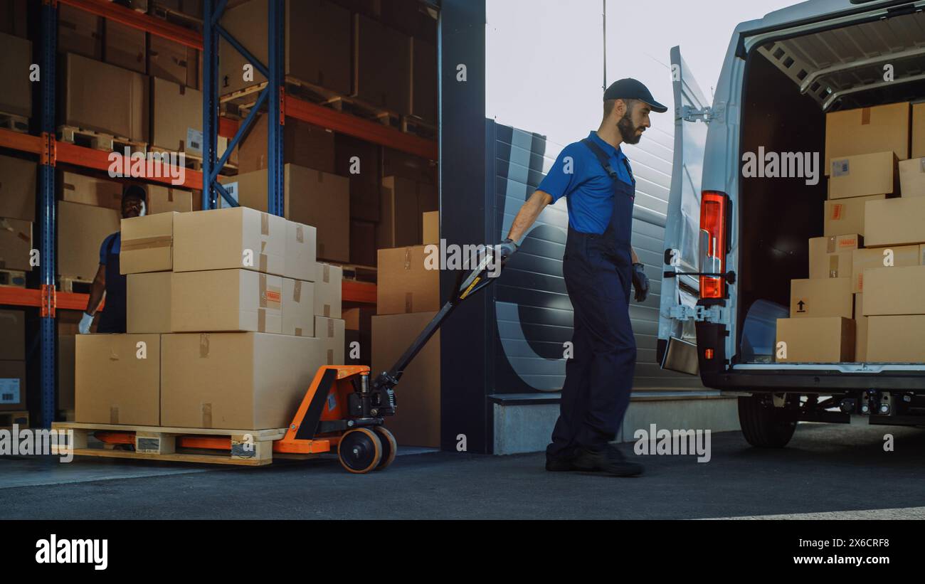 Outside of Logistics Distributions Warehouse: Diverse Team of Workers ...