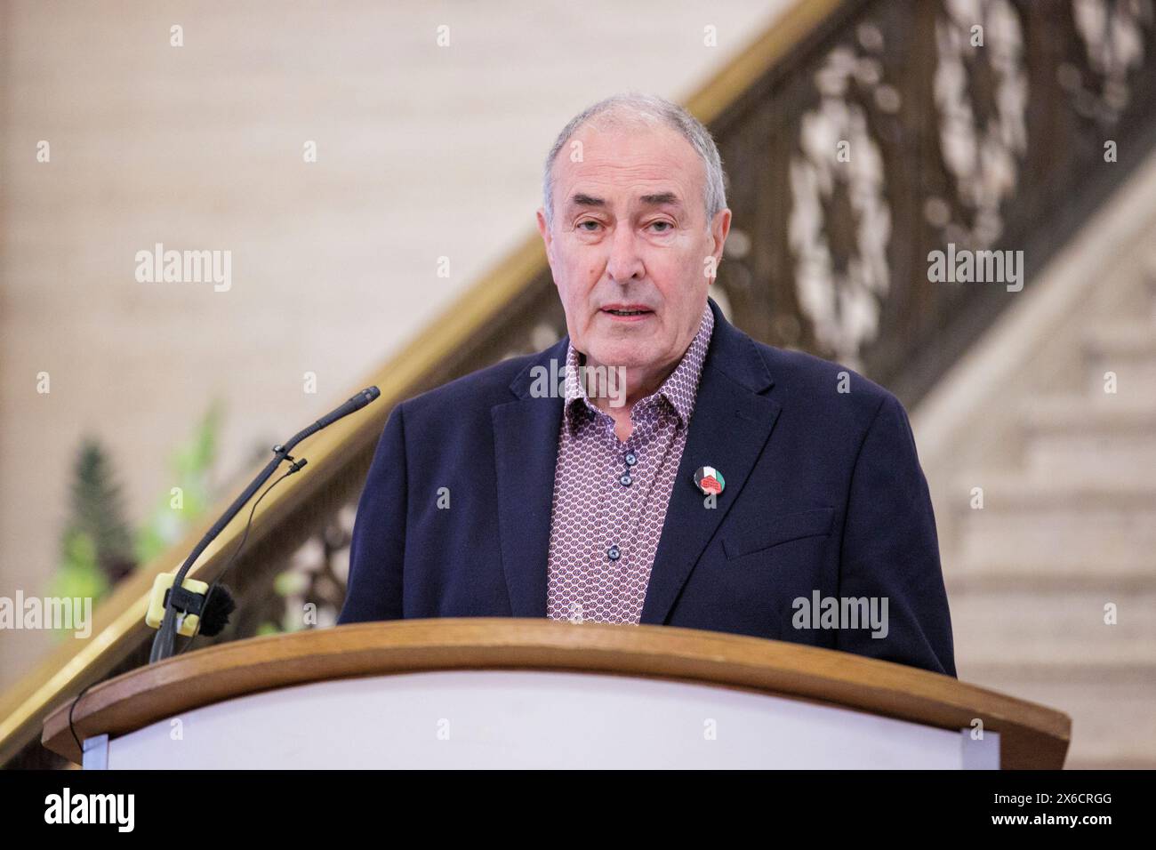Former Stormont Assembly speaker Mitchel McLaughlin speaking as a ...