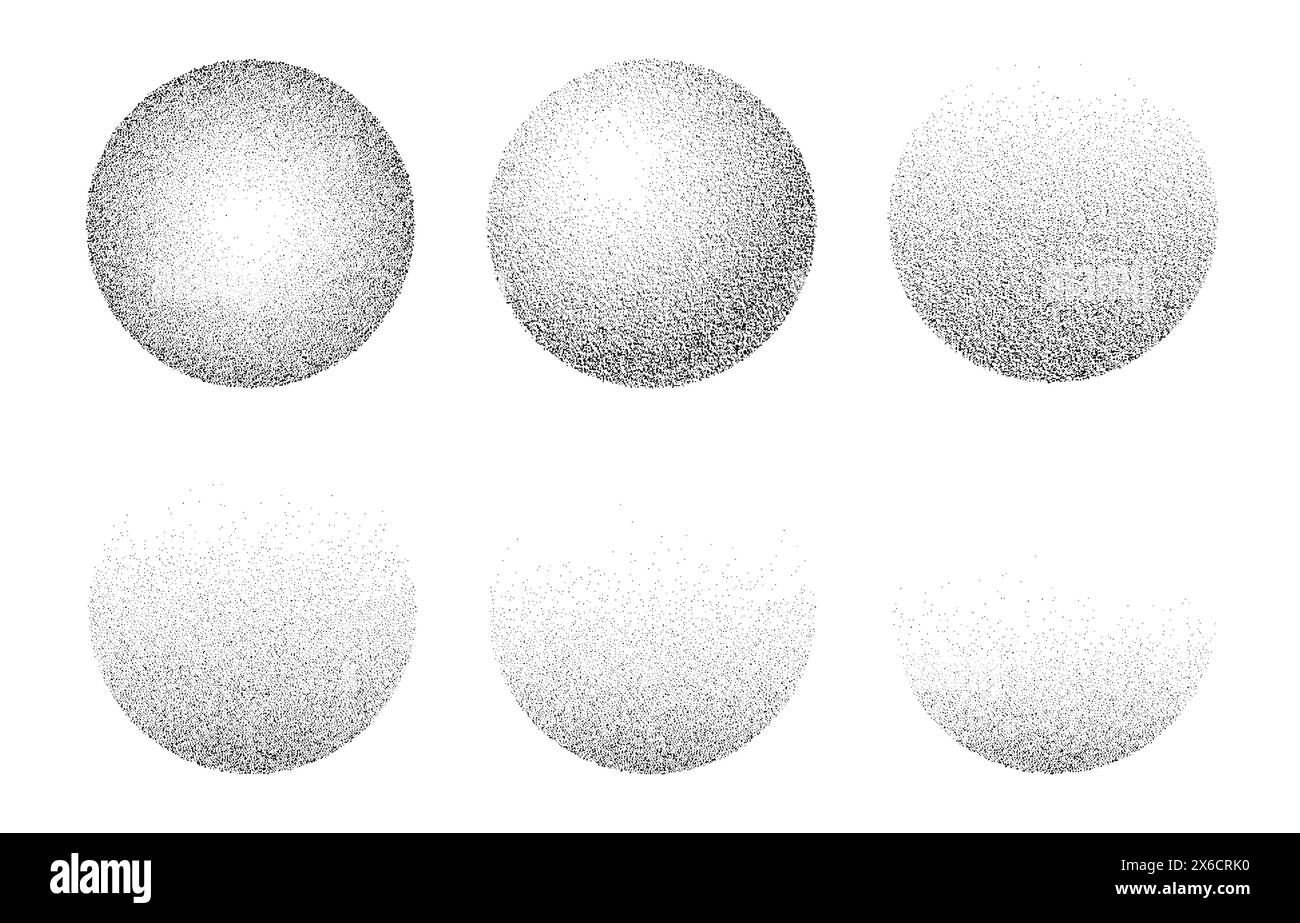 Round noise grain. 3d vector abstract dotwork spheres or balls ...