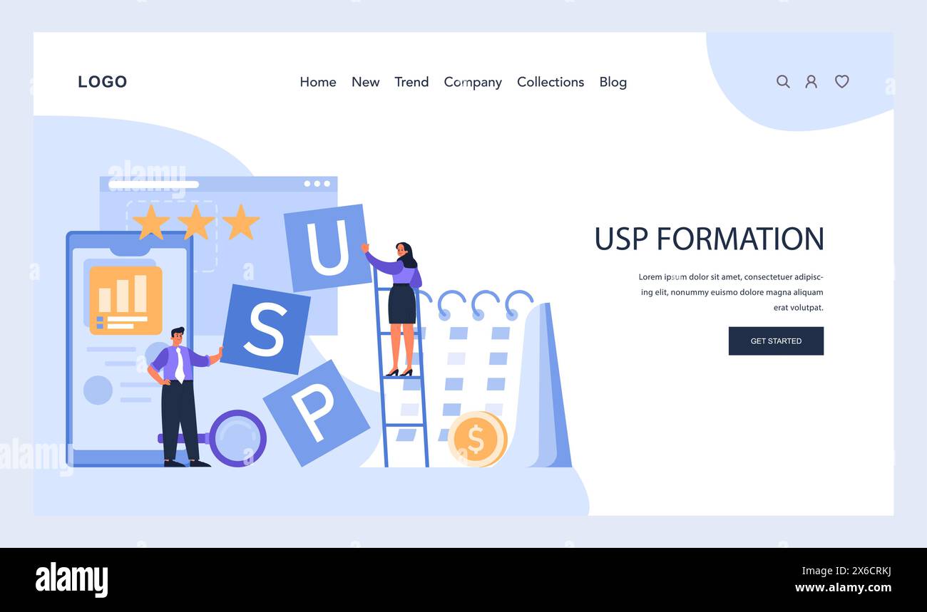 USP Formation concept. Professionals assembling unique selling ...