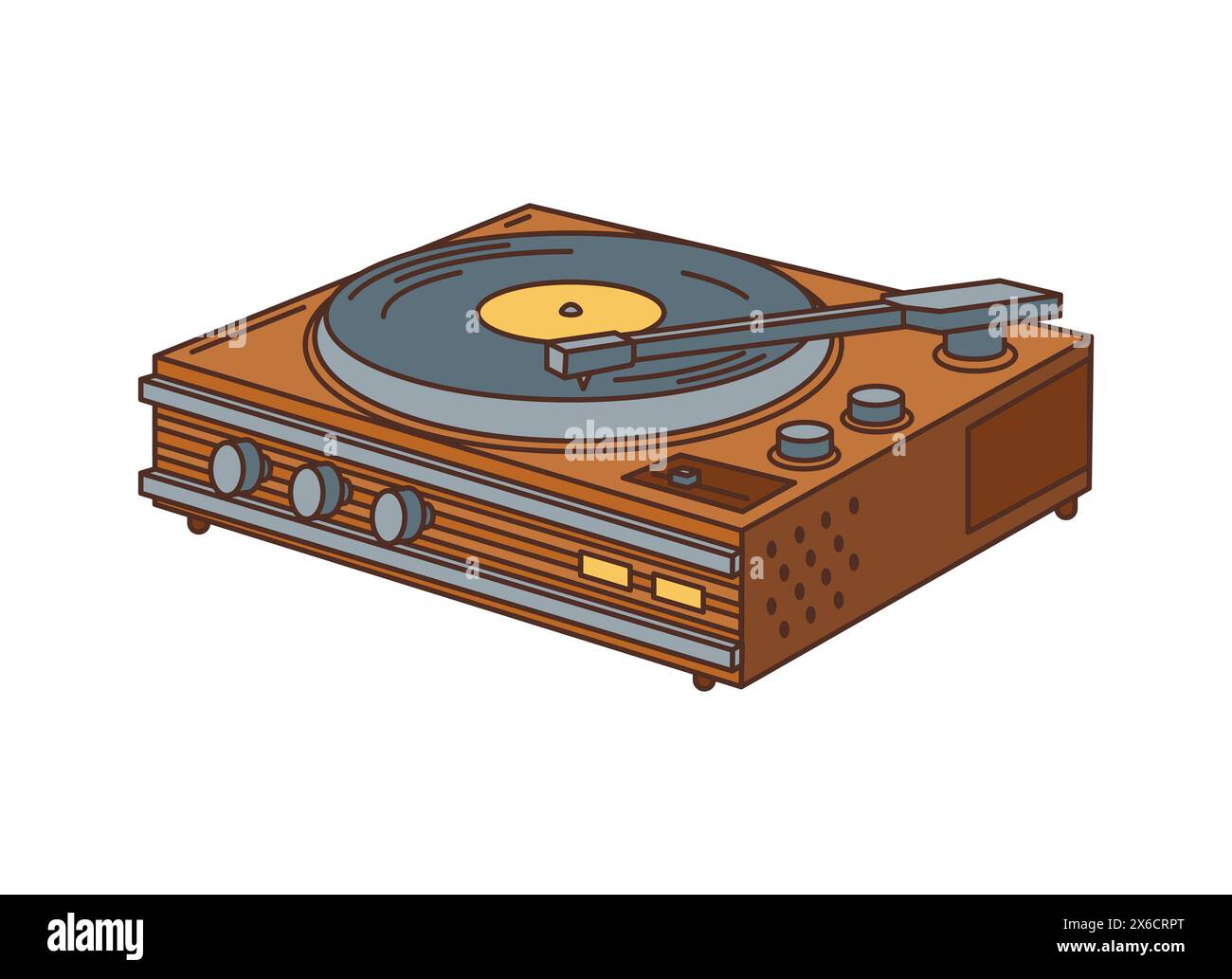 Vinyl record player retro groovy nostalgic music device with a needle ...