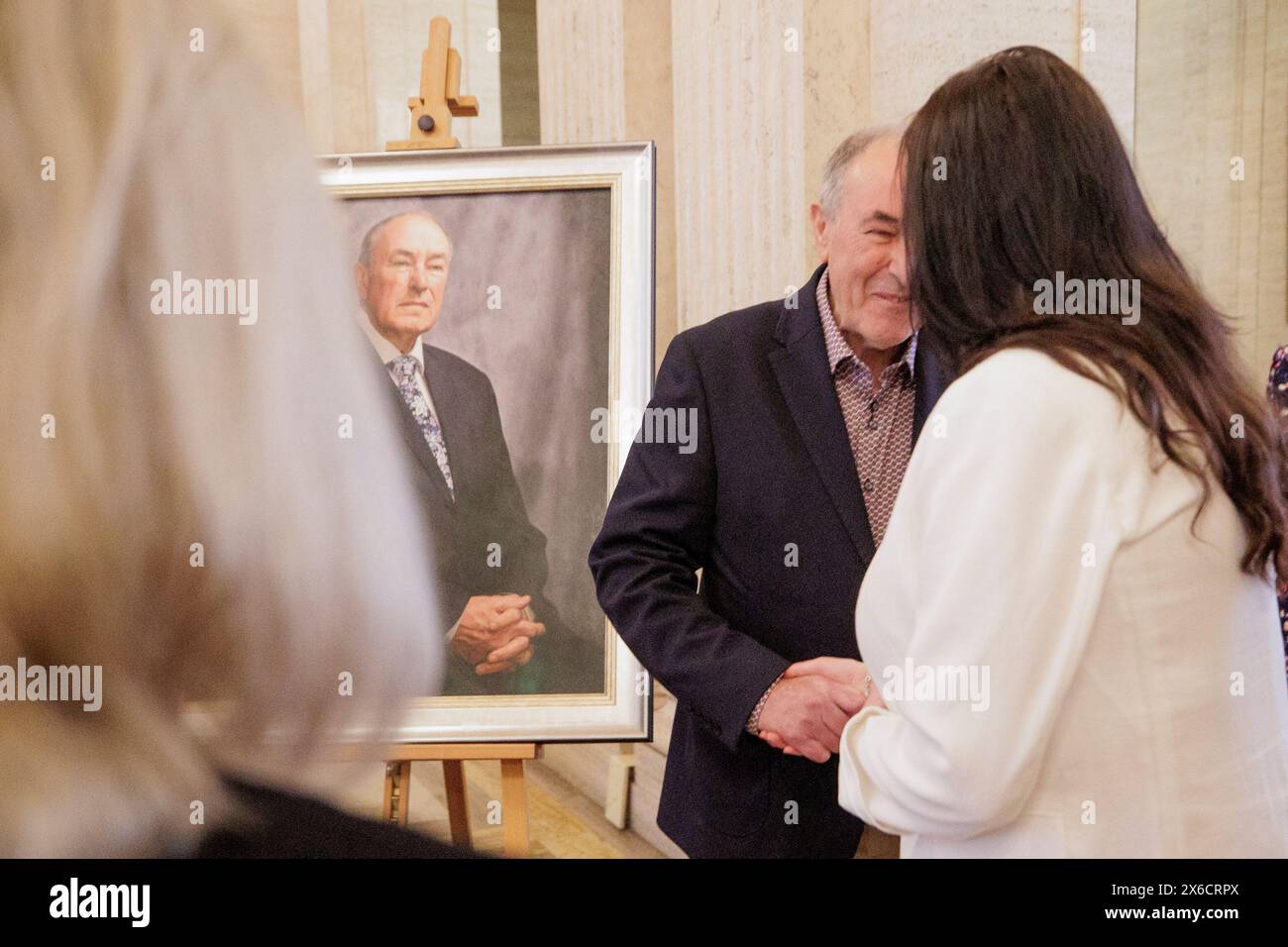 Former Stormont Assembly speaker Mitchel McLaughlin speaking to deputy ...