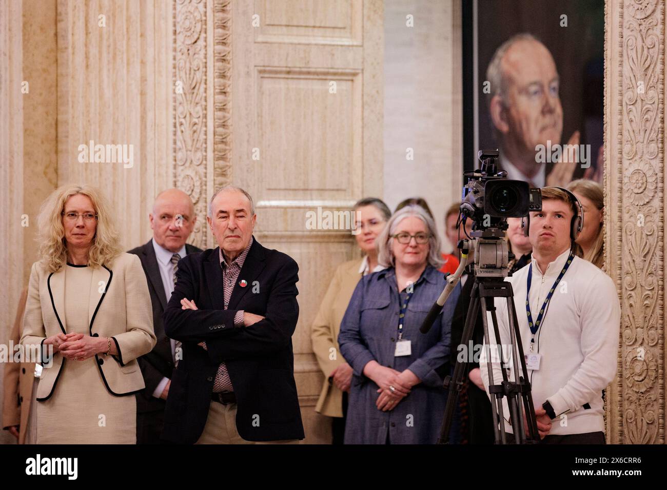 Former Stormont Assembly speaker Mitchel McLaughlin listens to Stormont ...