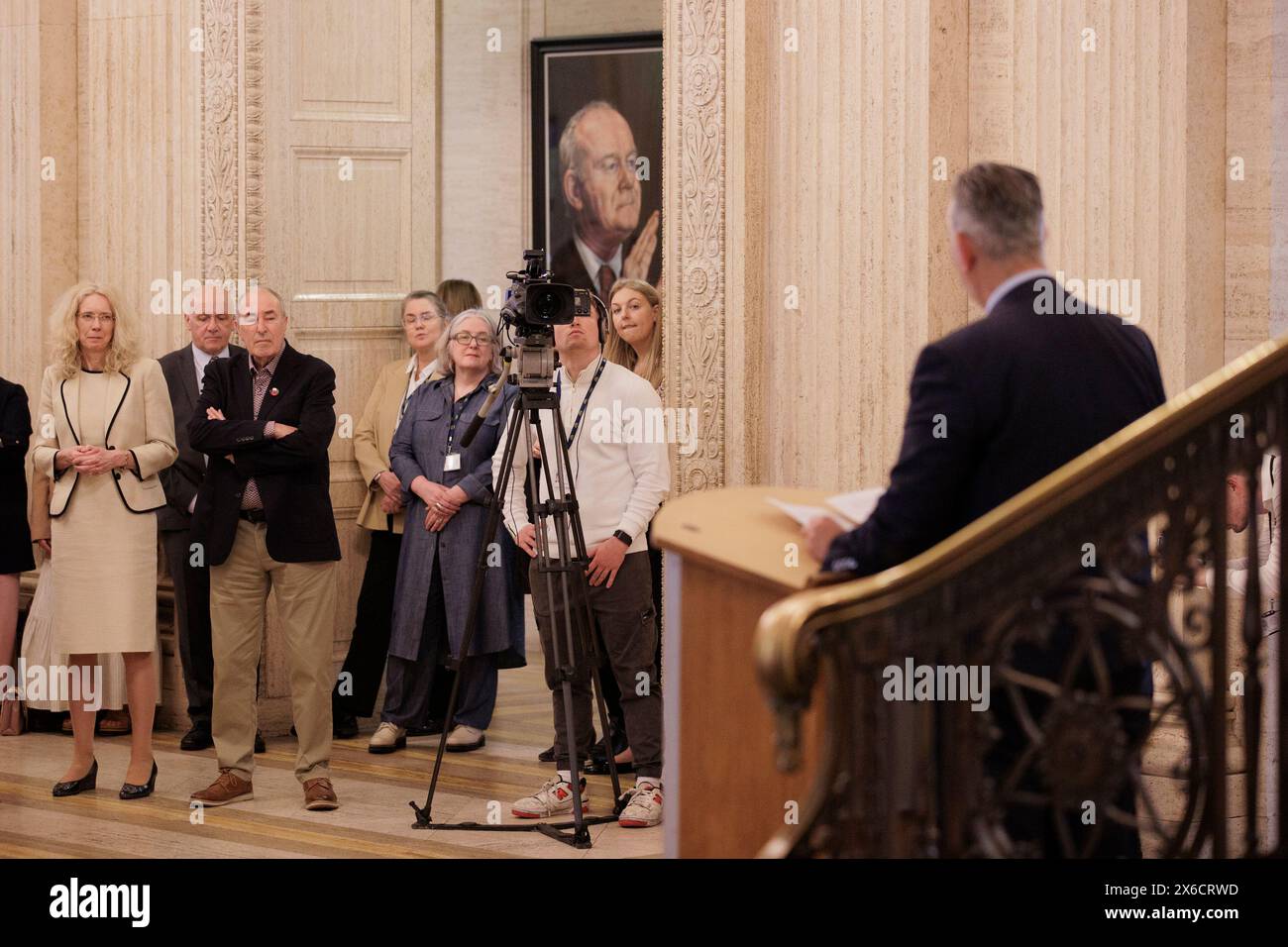 Former Stormont Assembly speaker Mitchel McLaughlin listens to Stormont ...