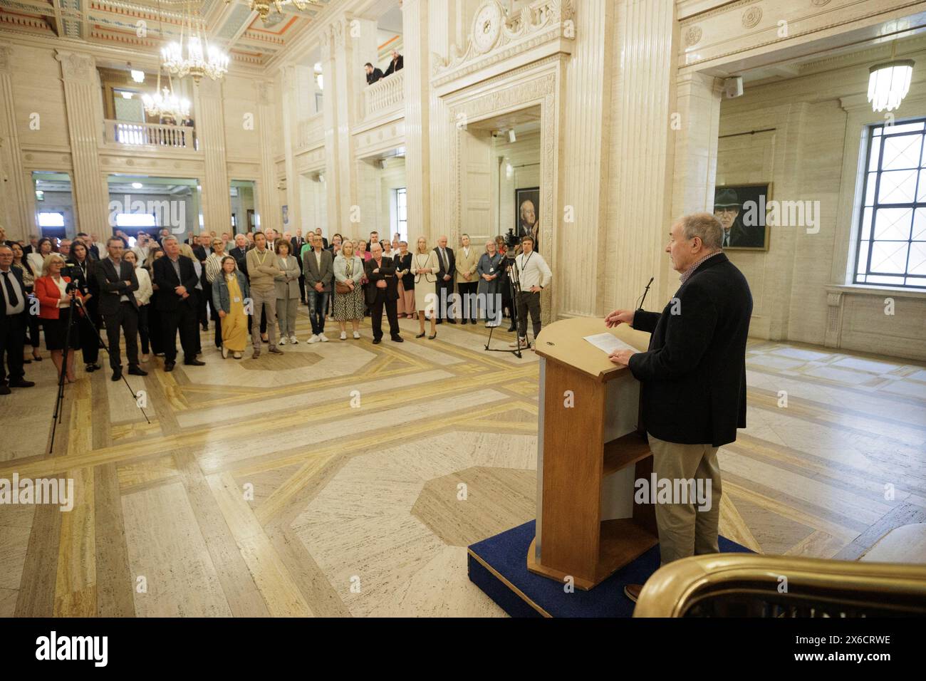 Former Stormont Assembly speaker Mitchel McLaughlin speaking as a ...