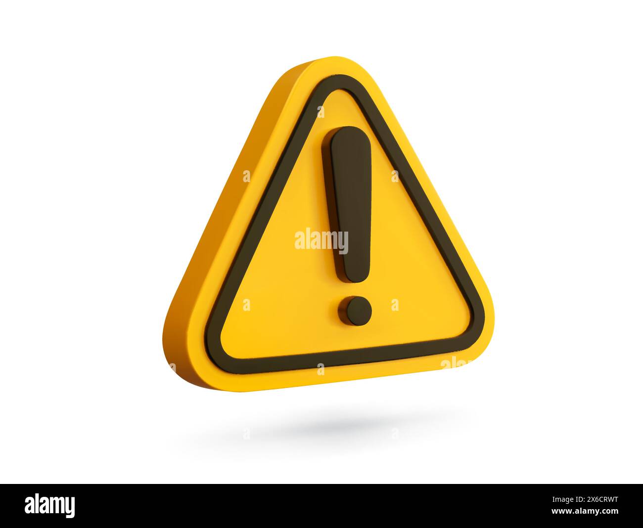 3d alert sign, caution icon, attention mark. Isolated vector yellow ...