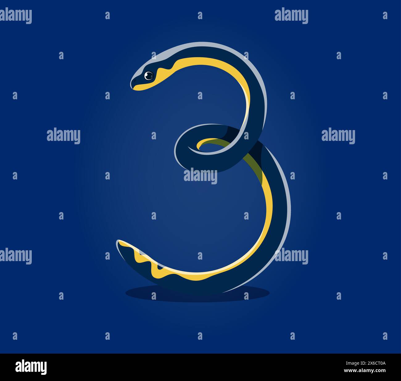 Underwater sea animals font, number 3 eel for undersea alphabet ...