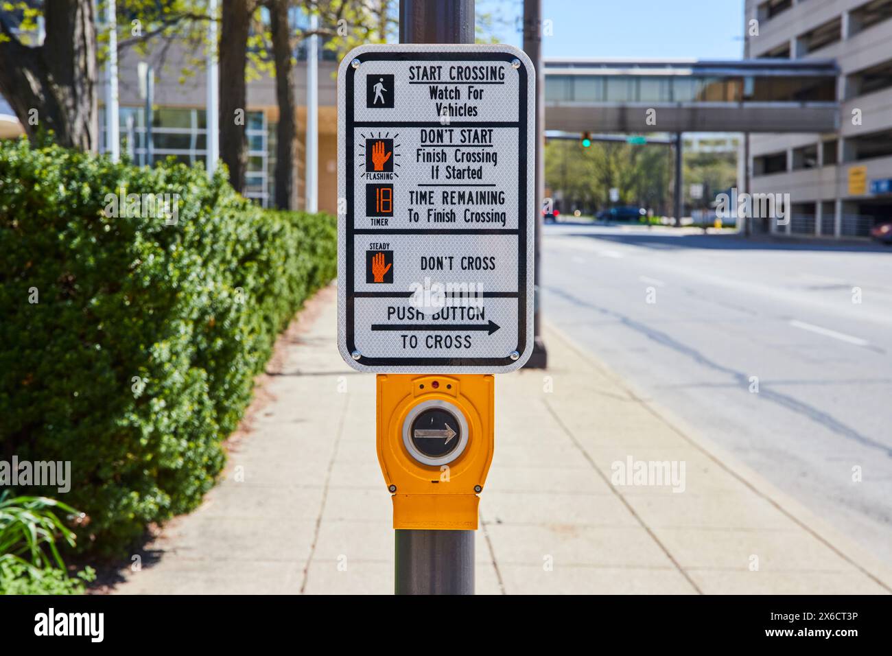 Pedestrian Crossing Signal in Urban Downtown, Eye-Level View Stock ...