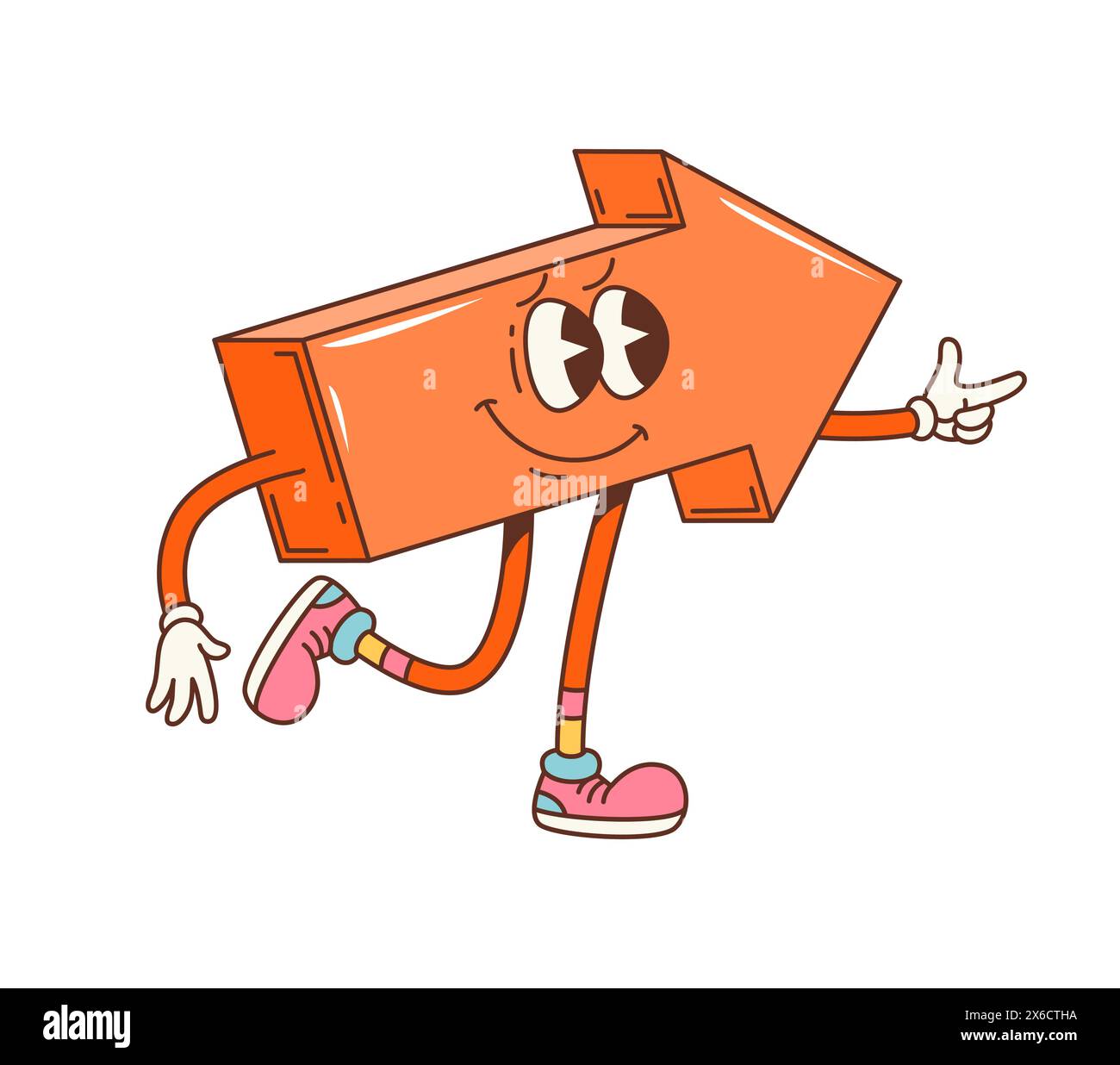 Cartoon groovy math geometric arrow figure. Isolated vector quirky ...