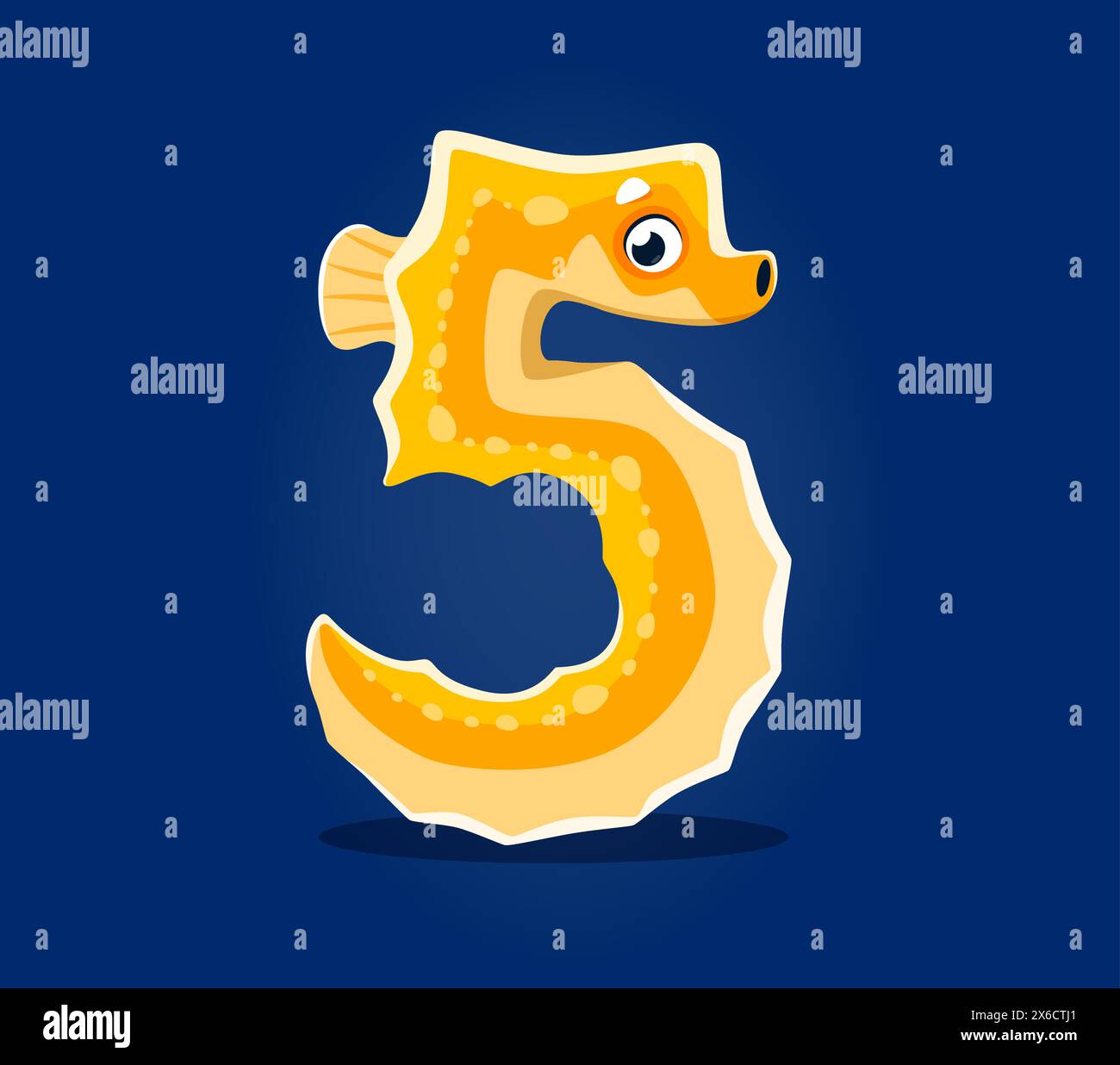 Underwater sea animals in font, undersea type of number 5 seahorse ...