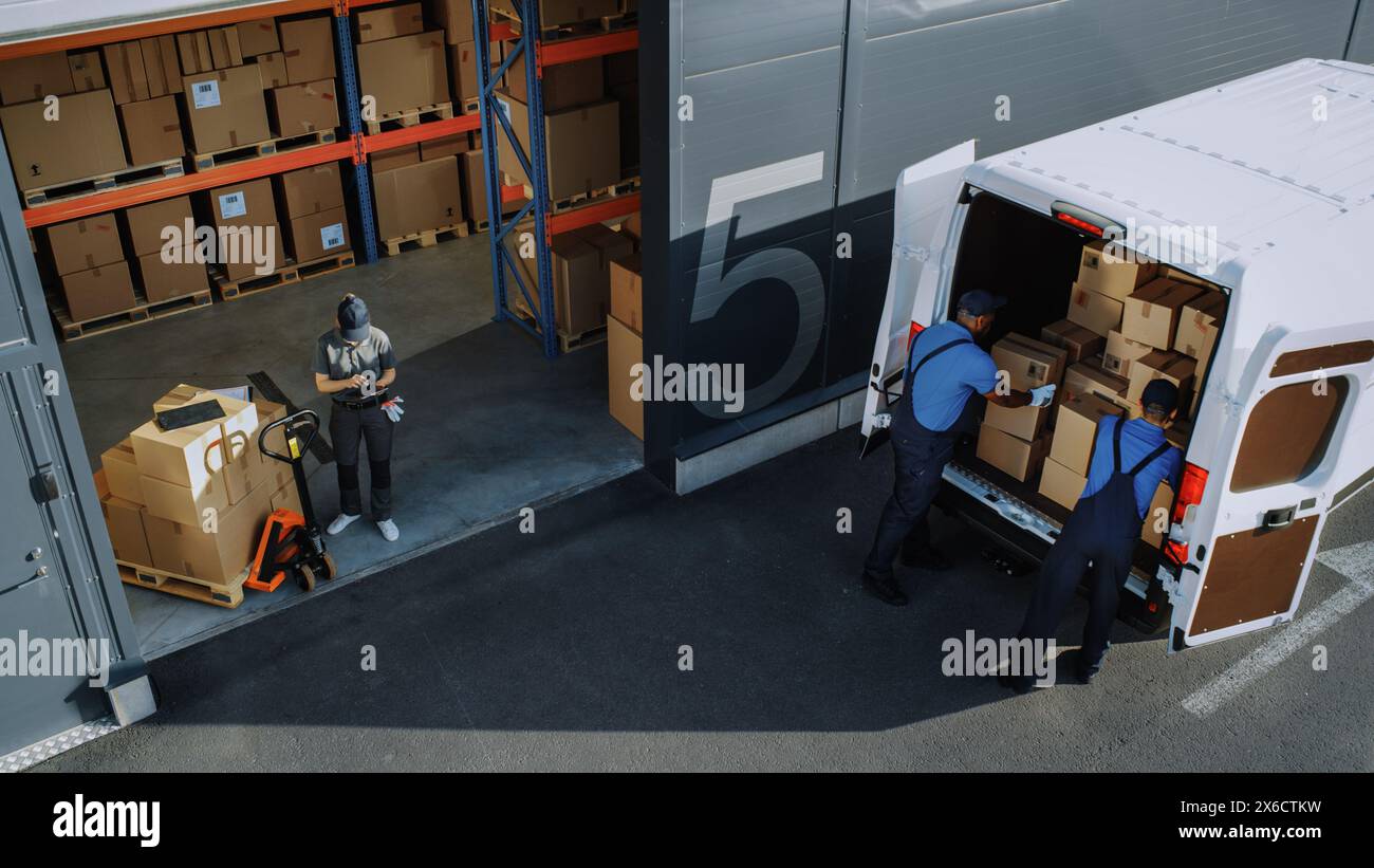 Outside of Logistics Distributions Warehouse: Diverse Team of Workers ...