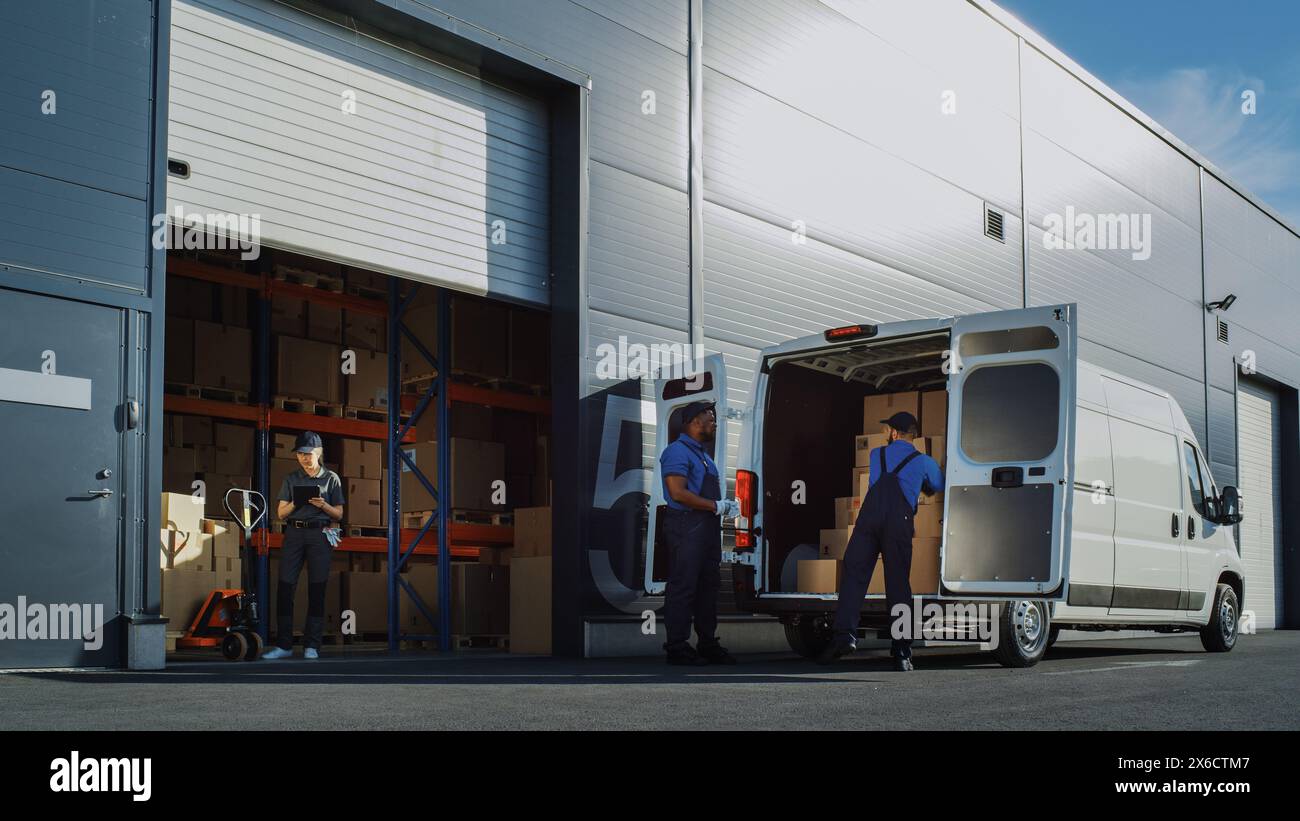 Outside of Logistics Distributions Warehouse: Diverse Team of Workers ...