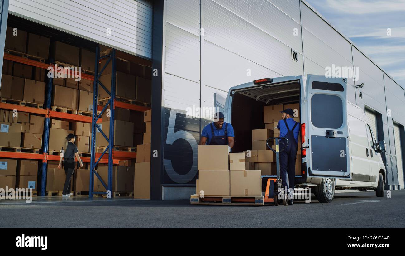 Outside of Logistics Distributions Warehouse: Diverse Team of Workers ...