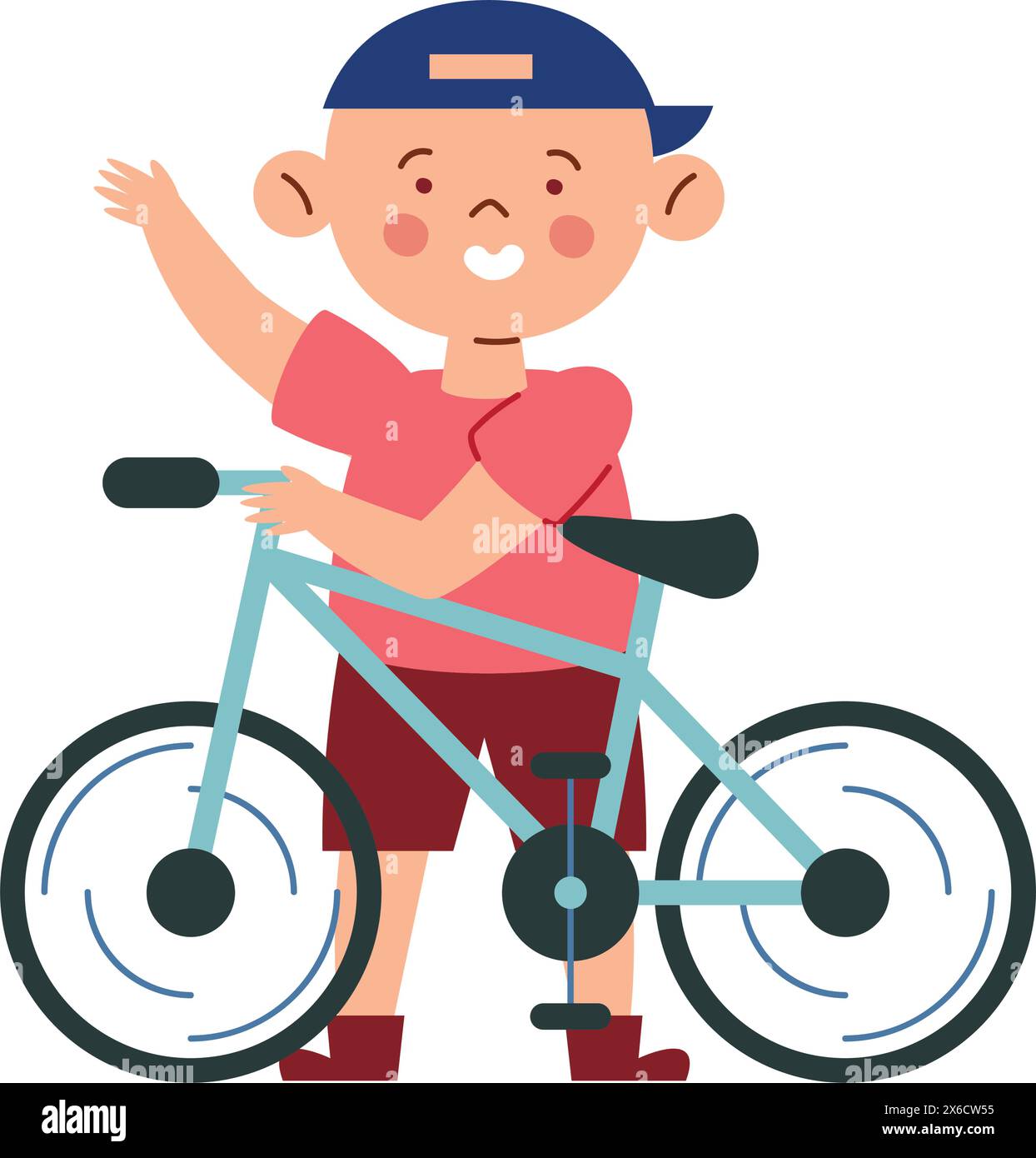 boy happy riding bicycle isolated design Stock Vector Image & Art - Alamy