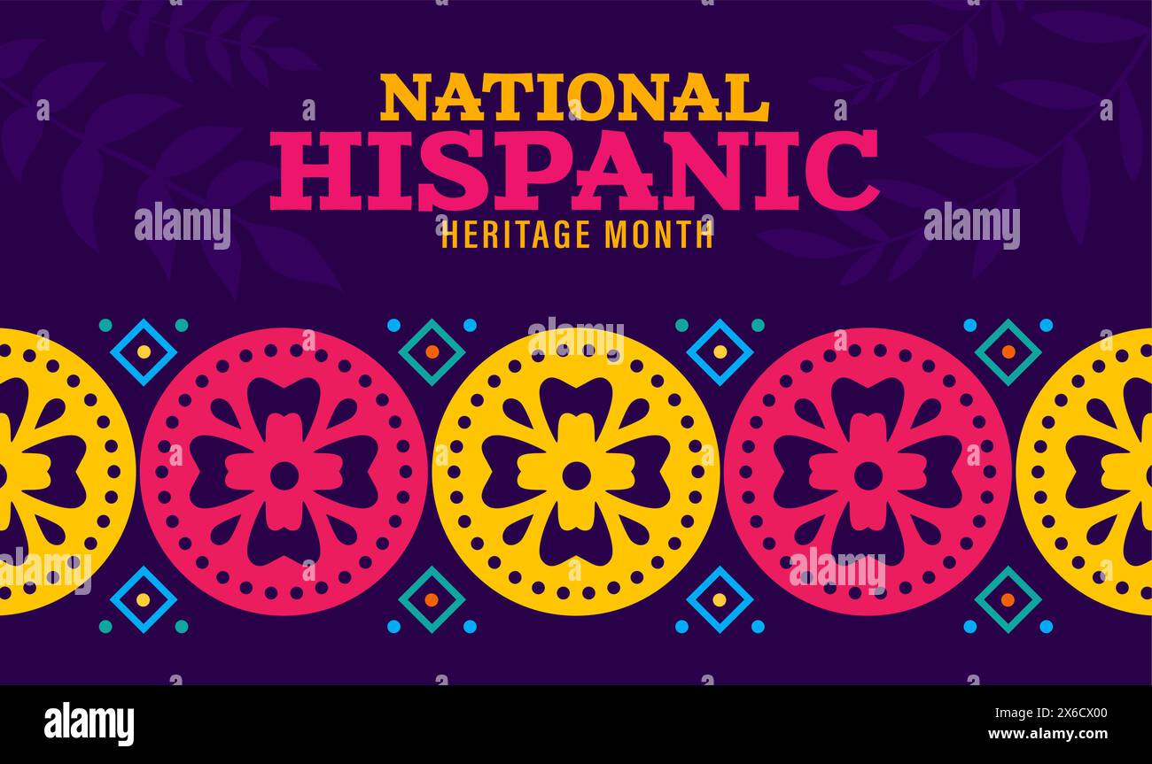 Ethnic ornament of national hispanic heritage month festival banner. Mexican and spanish culture ...