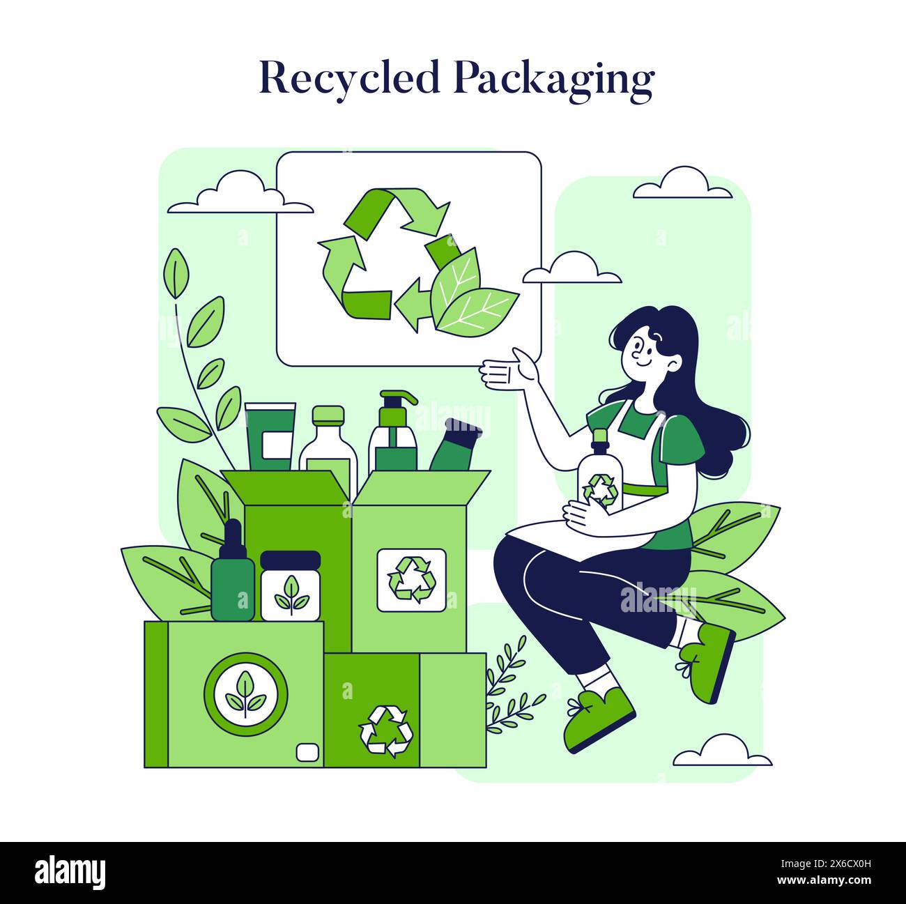 Ethical Cosmetics concept. Showing beauty products in recycled ...