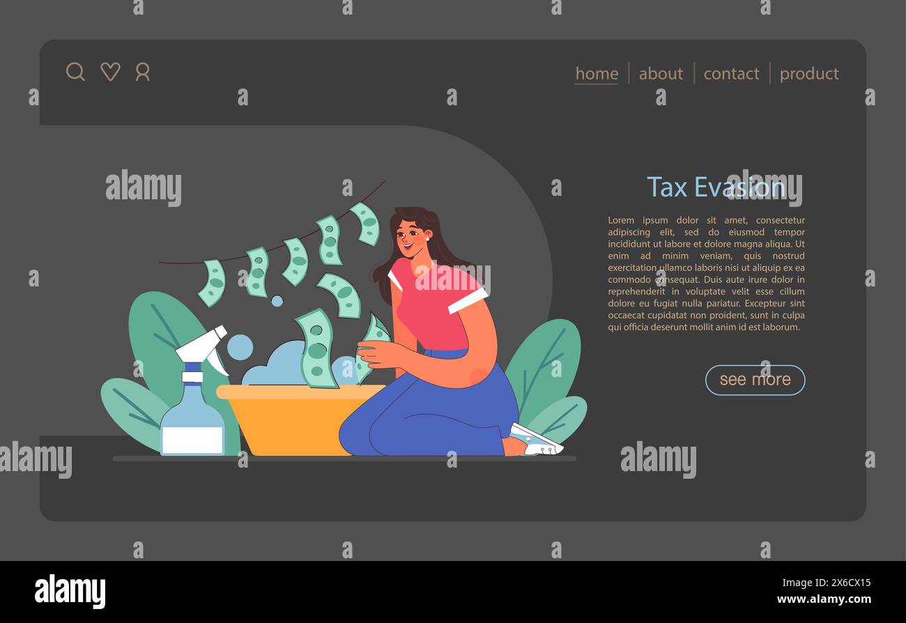 Tax evasion web banner or landing page dark or night mode. Financial efficiency, budgeting and ...