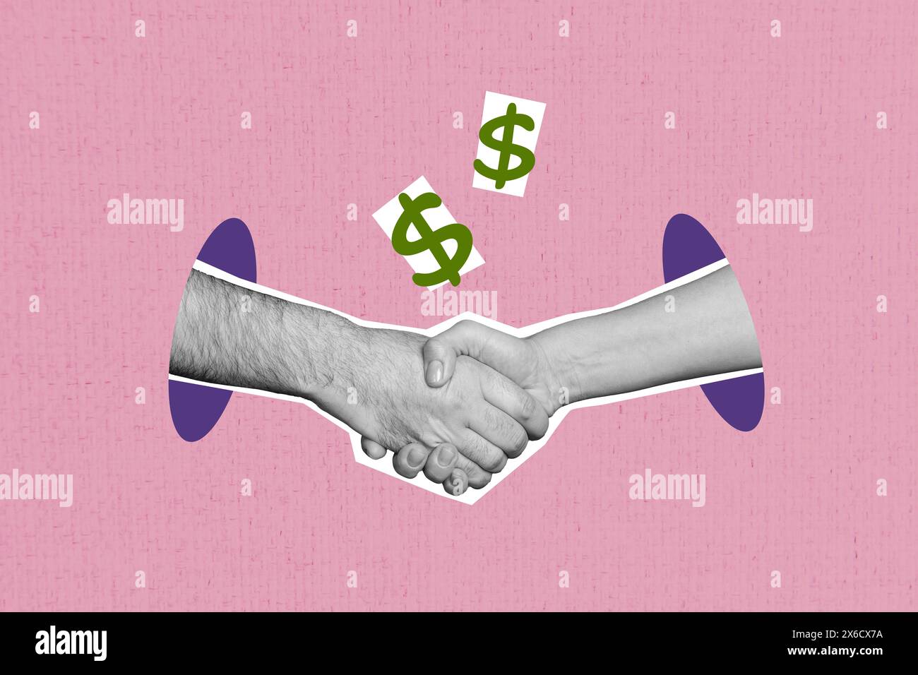 Creative picture human hands two handshake deal agreement money economy ...