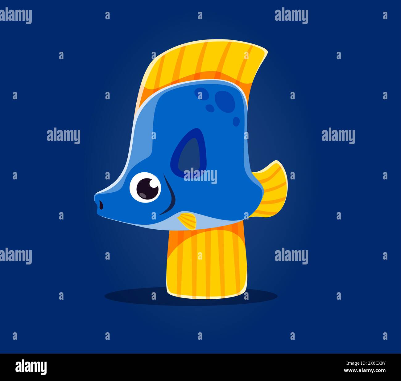 Underwater sea animals font, number 4 as fish for undersea alphabet ...