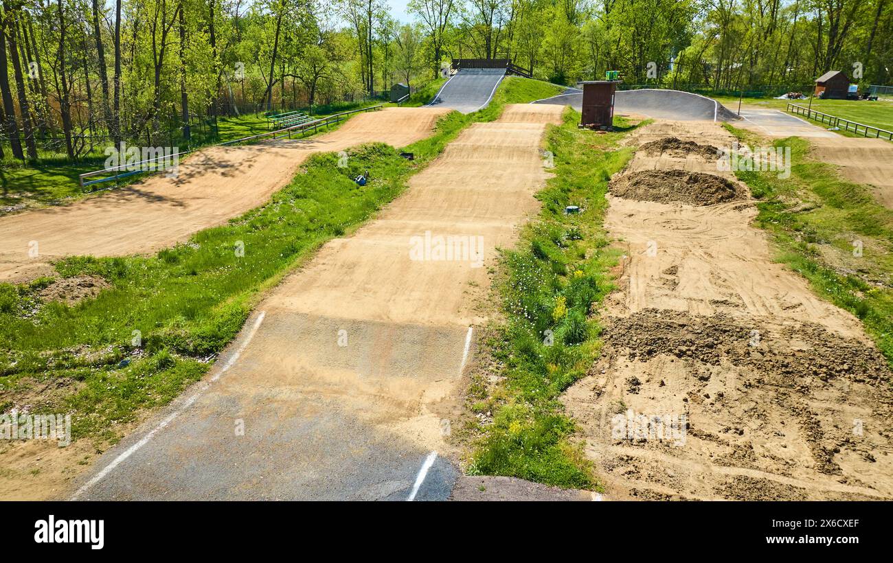 Aerial View of Serpentine BMX Track in Lush Green Park Stock Photo - Alamy