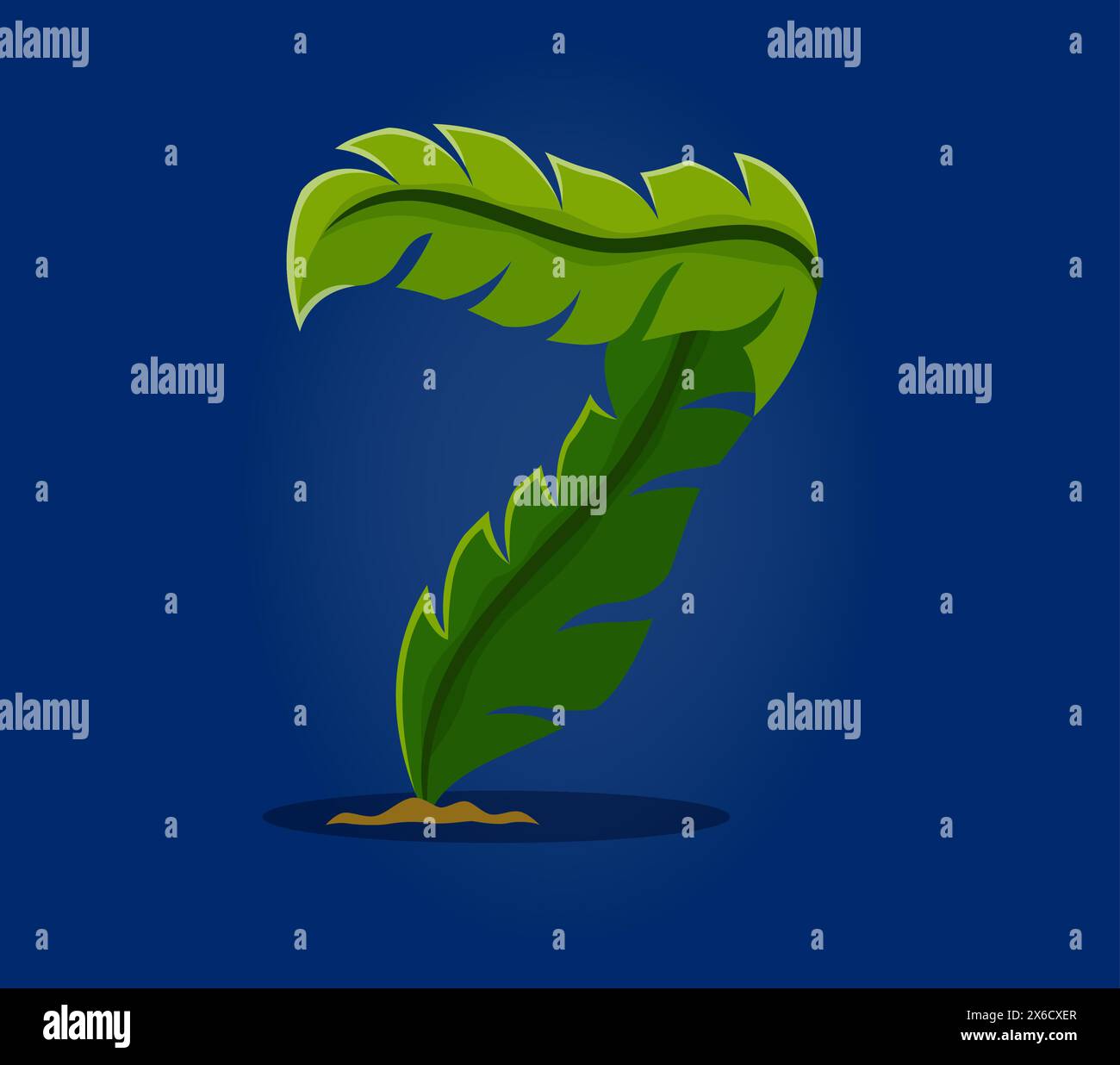 Underwater Sea Font Or Undersea Type Number 7 Cartoon Vector Seaweed Algae Number 7 Seven For