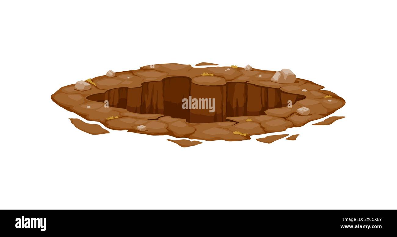 Dirty pit and burrow, deep ground hole. Isolated cartoon vector ...